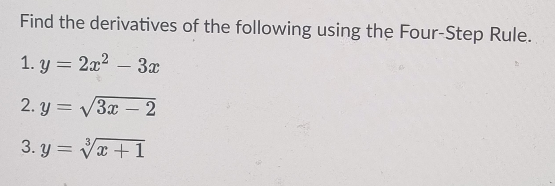 Solved Find the derivatives of the following using the | Chegg.com