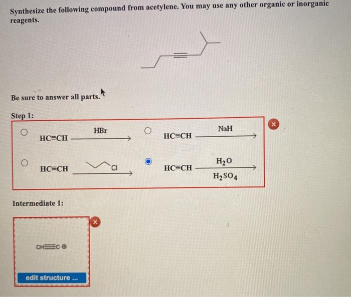 Solved Synthesize the following compound from acetylene. You | Chegg.com