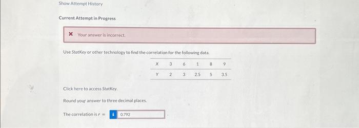 Solved Current Attempt in Progress Use StatKey or other | Chegg.com