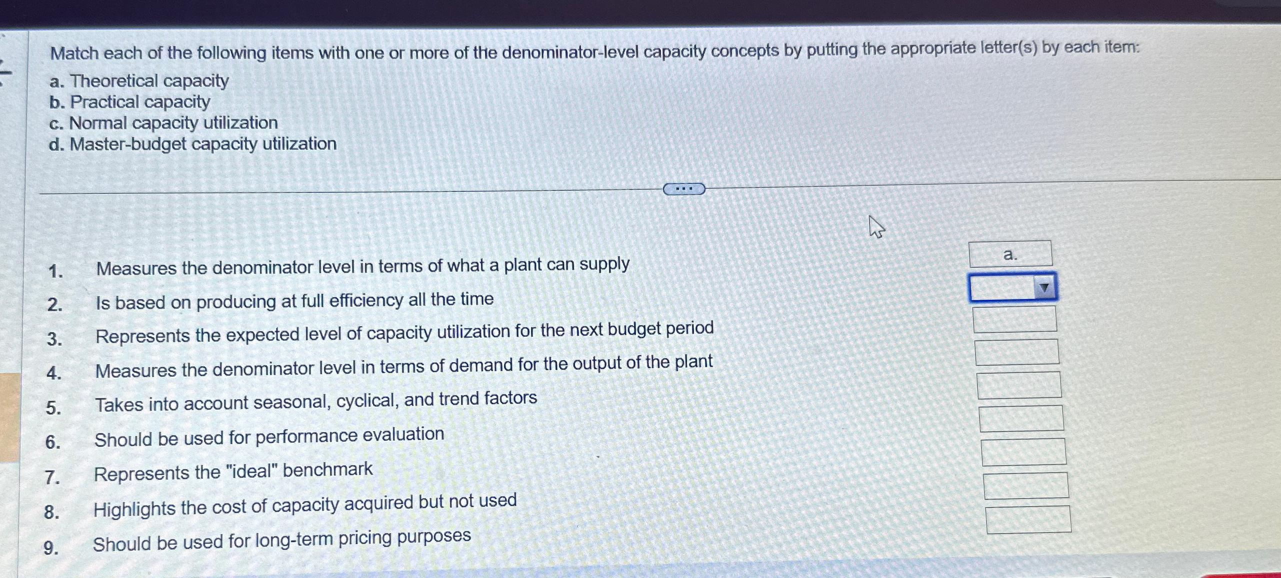 Solved Match each of the following items with one or more of | Chegg.com