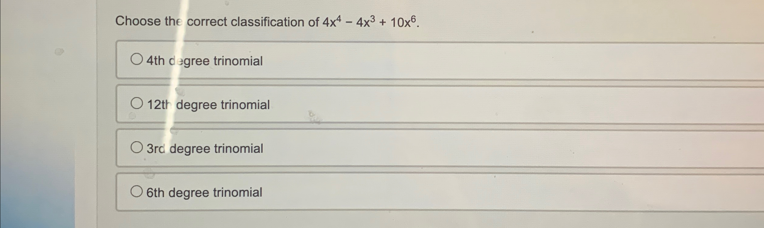 Solved Choose the correct classification of | Chegg.com