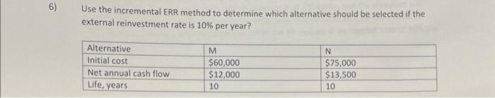 Solved Use the incremental ERR method to determine which | Chegg.com