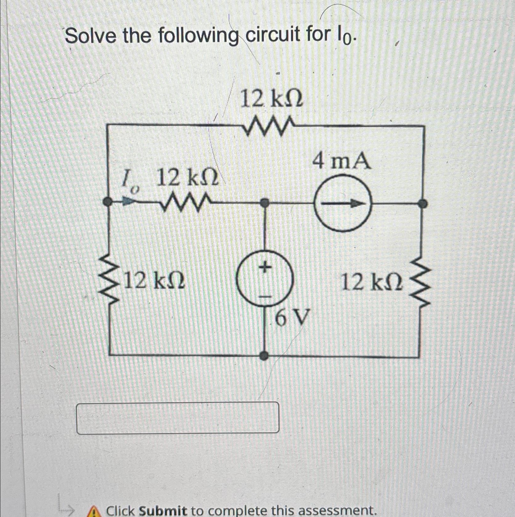 Solved Solve the following circuit for I0. | Chegg.com
