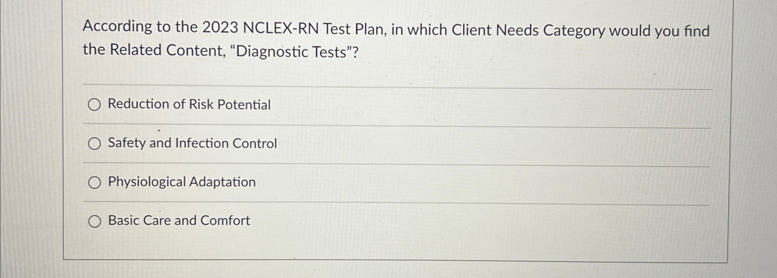 Solved According to the 2023 ﻿NCLEX-RN Test Plan, in which | Chegg.com