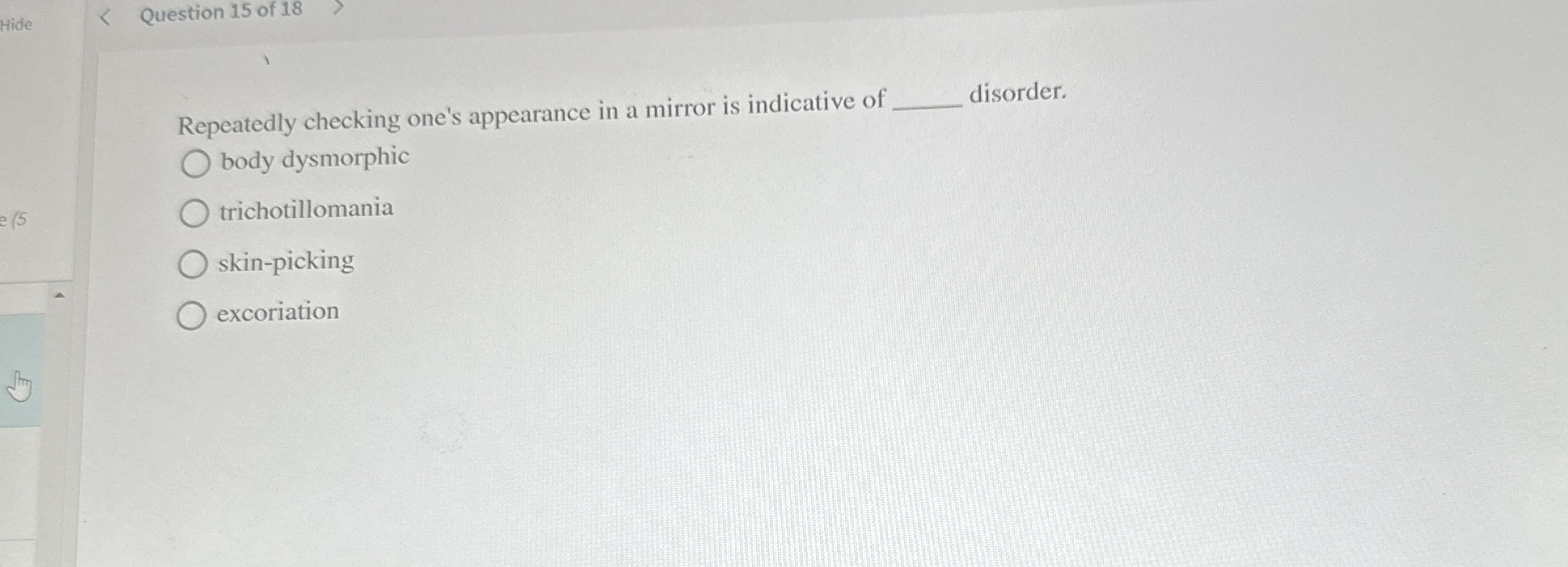 Solved Repeatedly checking one's appearance in a mirror is | Chegg.com