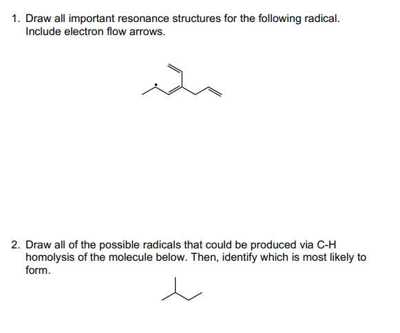 Solved 1. ﻿Draw all important resonance structures for the | Chegg.com