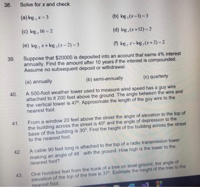 Solved 38. Solve for x and check (a) log 2 x=3 (b) log2 | Chegg.com
