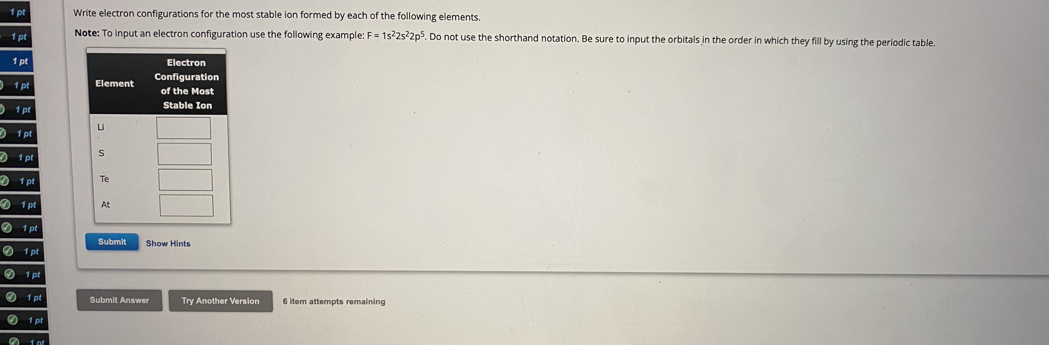 Solved Write electron configurations for the most stable ion | Chegg.com