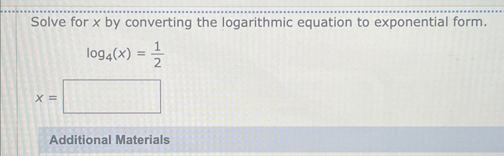 Solved Solve for x ﻿by converting the logarithmic equation | Chegg.com