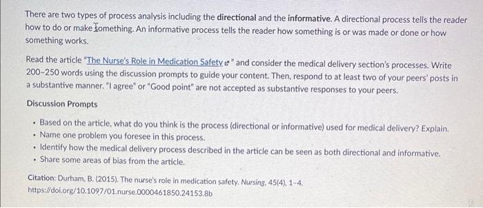 There are two types of process analysis including the | Chegg.com