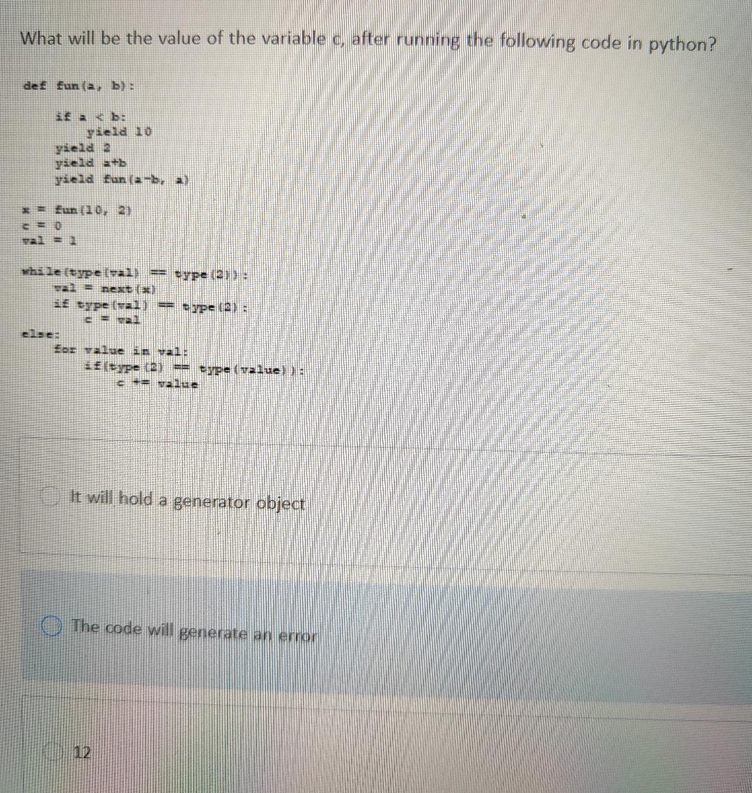 Solved What will be the value of the variable c, ﻿after | Chegg.com