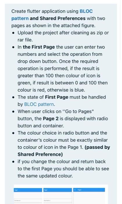 Solved Create flutter application using BLOC pattern and | Chegg.com