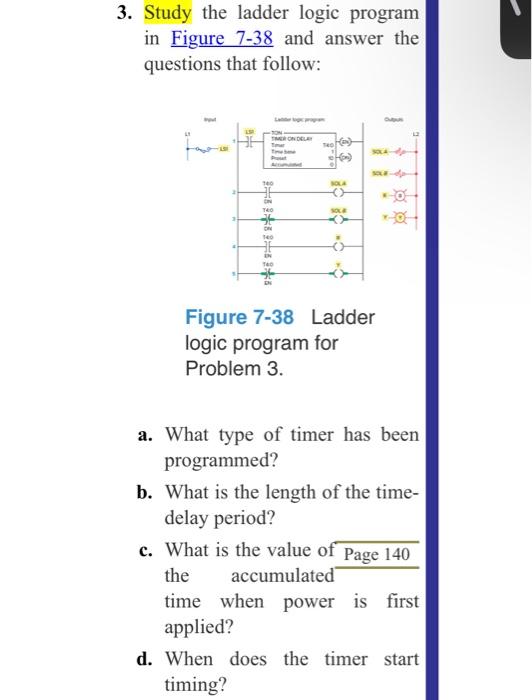 Solved 3. Study the ladder logic program in Figure 7-38 and | Chegg.com