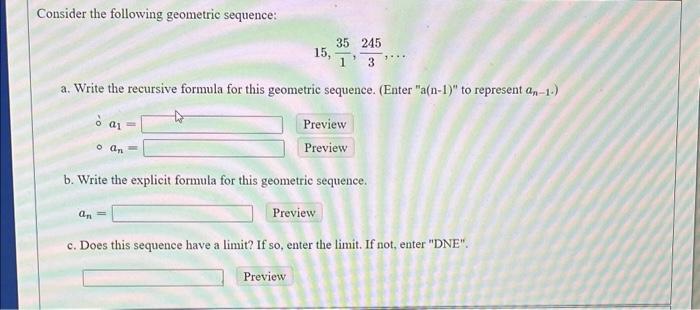 Solved Consider the following geometric sequence: | Chegg.com