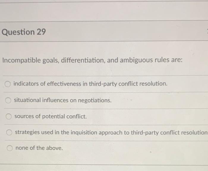 Solved Question 29 Incompatible goals, differentiation, and | Chegg.com