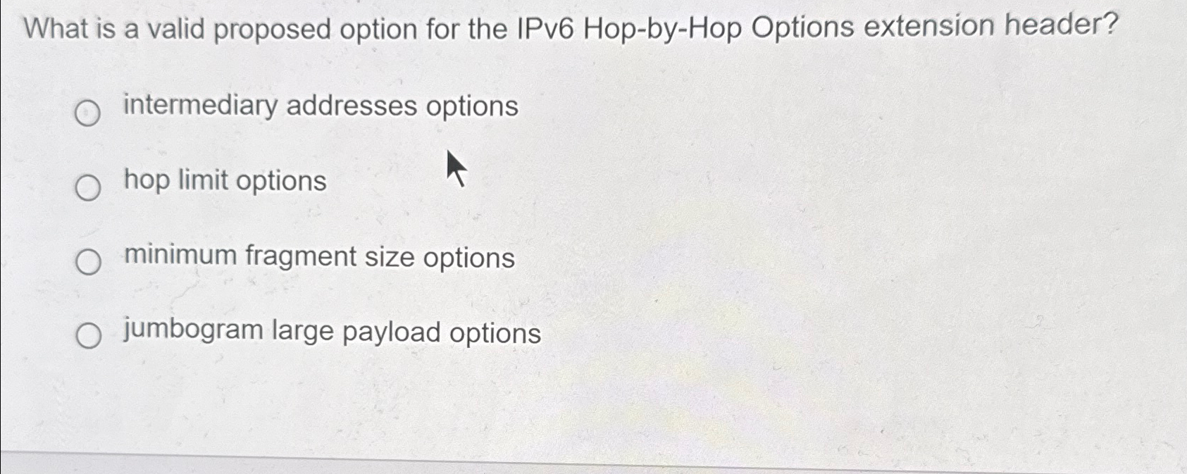 Solved What is a valid proposed option for the IPv6 | Chegg.com