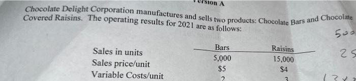Solved Chocolate Delight Corporation manufactures and sells | Chegg.com