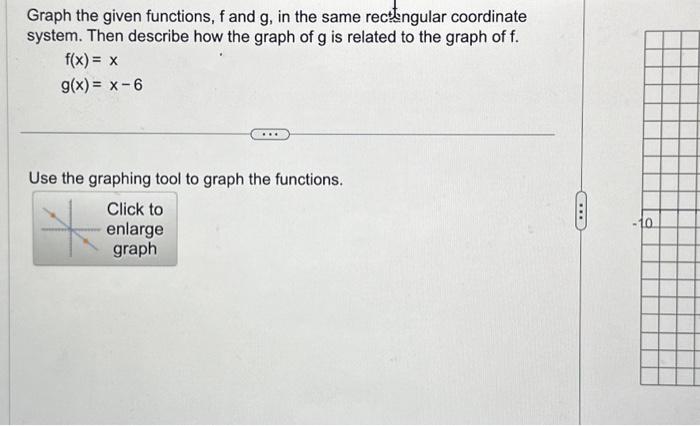 Solved Graph the given functions, f and g, in the same rect | Chegg.com