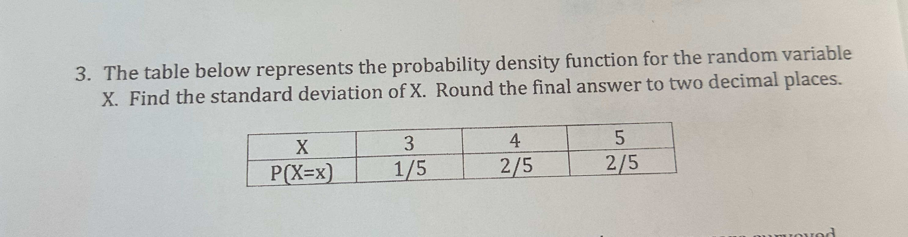 Solved The table below represents the probability density | Chegg.com