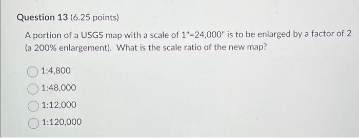 Solved A portion of a USGS map with a scale of 1′′=24,000 " | Chegg.com