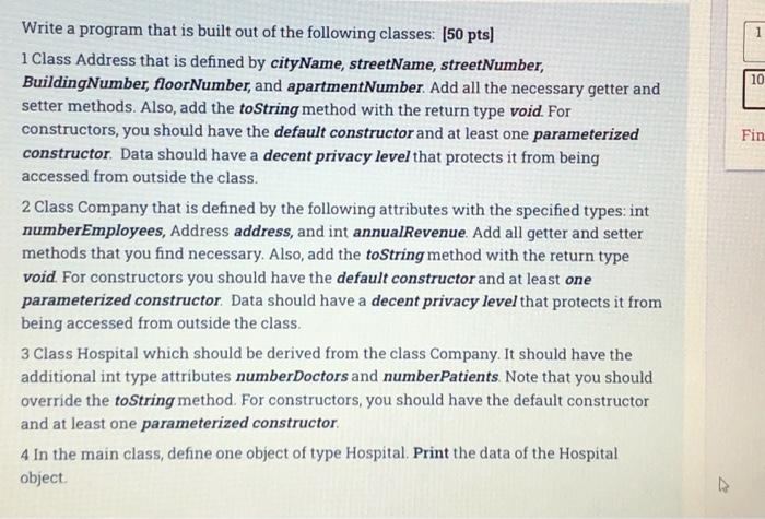 Solved 1 10 Fin Write a program that is built out of the | Chegg.com