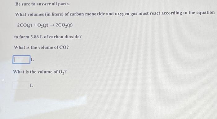 Solved Be sure to answer all parts. What volumes (in liters) | Chegg.com