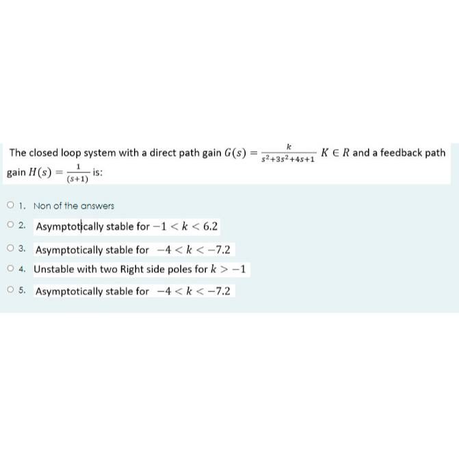 Solved The closed loop system with a direct path gain | Chegg.com