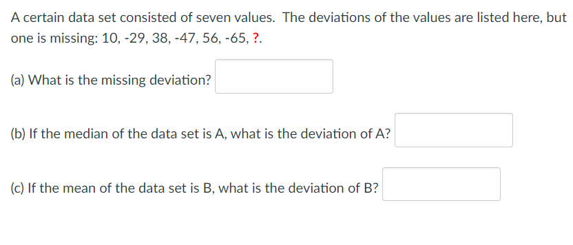 Solved A certain data set consisted of seven values. The | Chegg.com