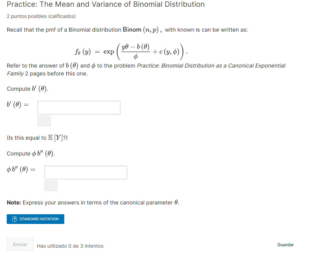 Solved Practice: The Mean and Variance of Binomial | Chegg.com