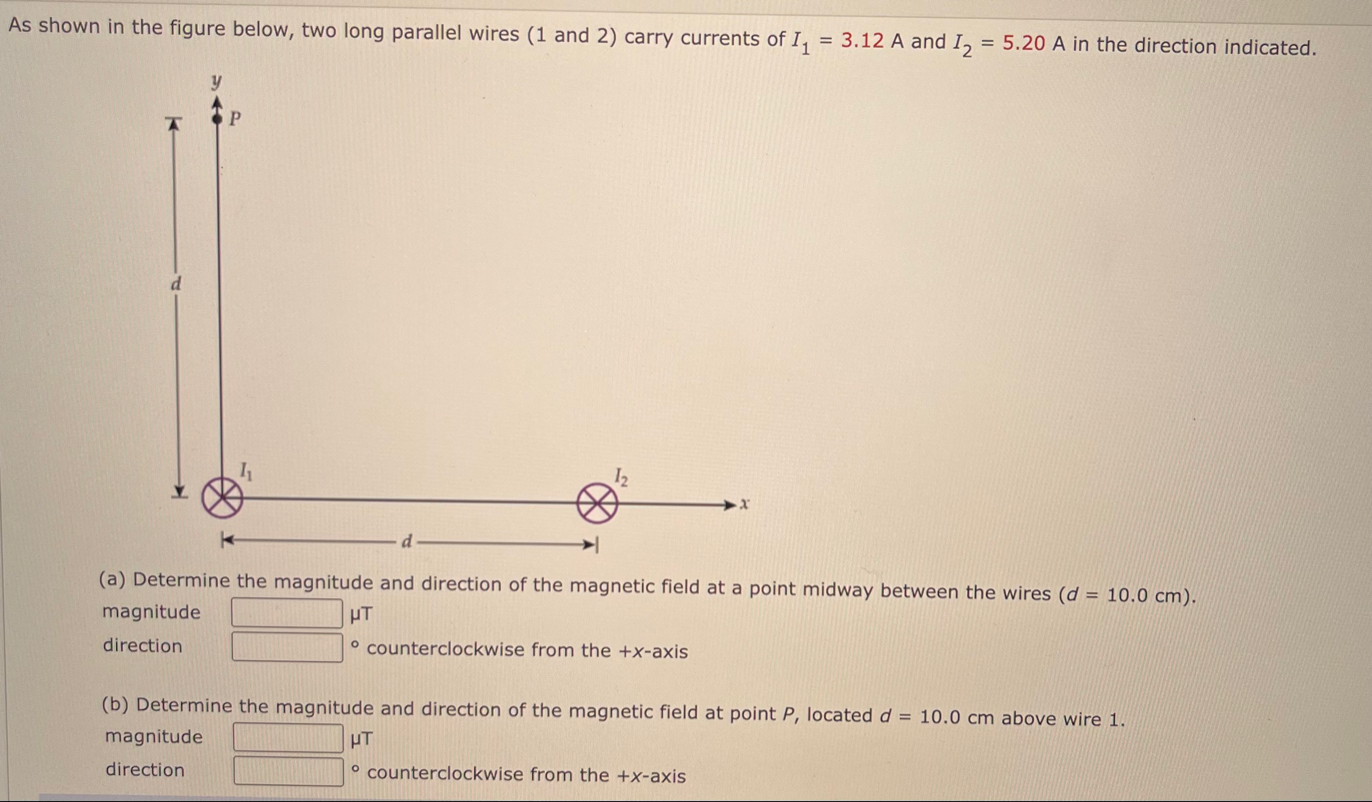 Solved As shown in the figure below, two long parallel wires | Chegg.com