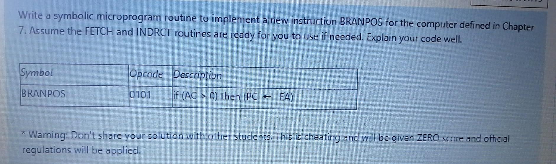 Solved Write a symbolic microprogram routine to implement a | Chegg.com