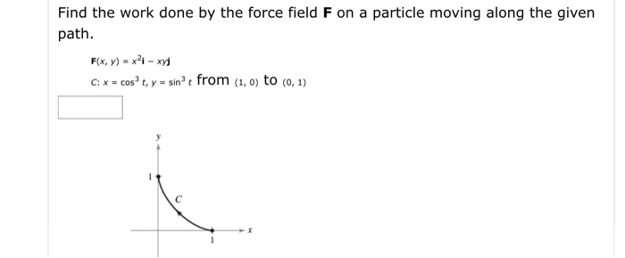 Solved Find the work done by the force field F on a particle | Chegg.com