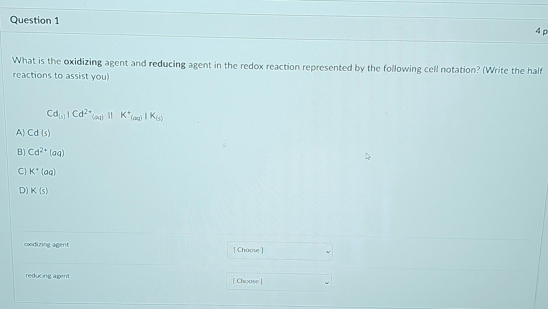 Solved What is the oxidizing agent and reducing agent in the | Chegg.com