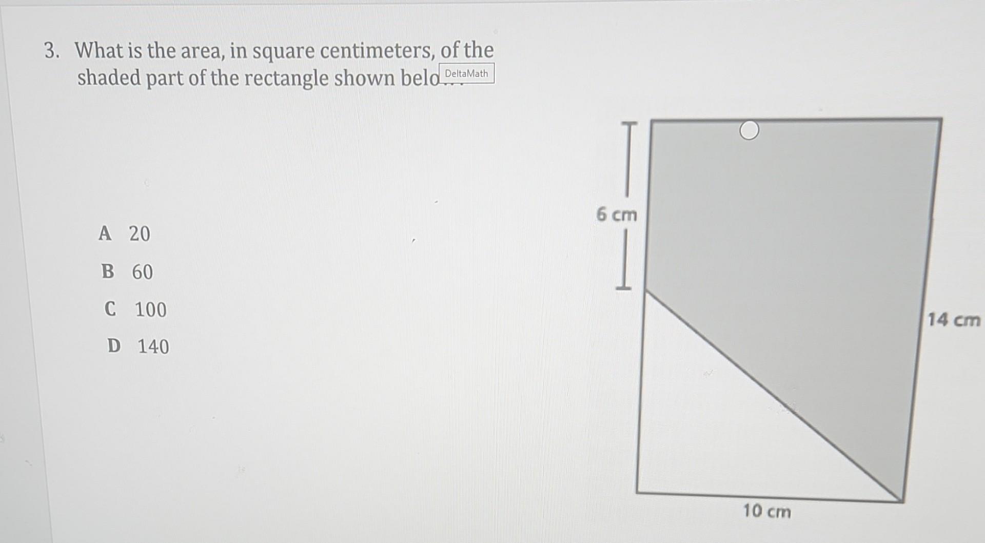Solved 3. What is the area, in square centimeters, of the | Chegg.com