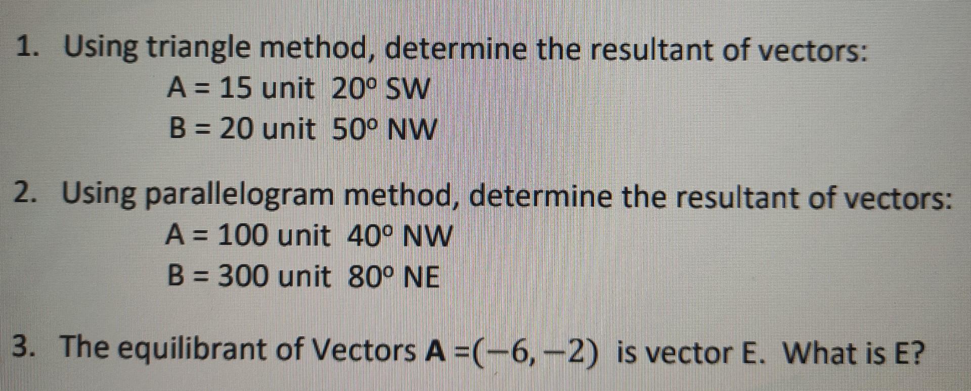 Solved 1. Using triangle method, determine the resultant of | Chegg.com