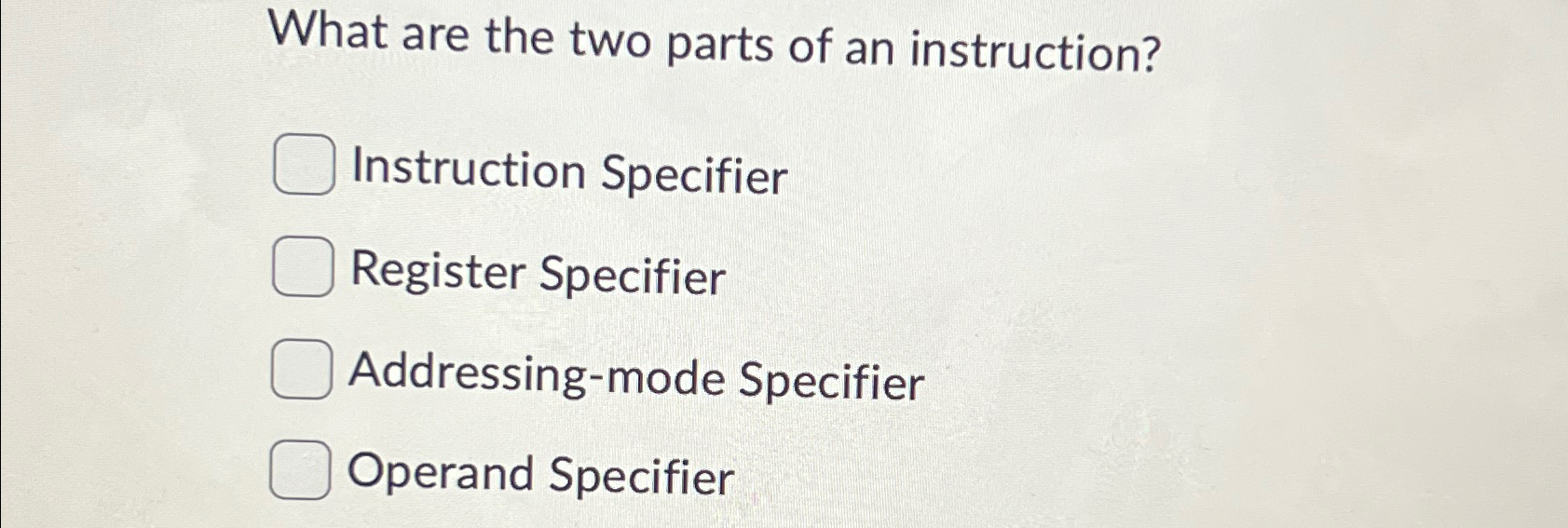 Solved What are the two parts of an instruction?Instruction | Chegg.com