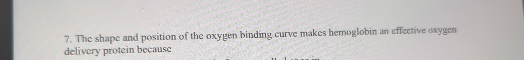 Solved The shape and position of the oxygen binding curve | Chegg.com