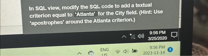 Solved In Sql View Modify The Sql Code To Add A Textual