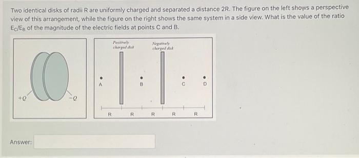 Solved Two identical disks of radii R are uniformly charged | Chegg.com