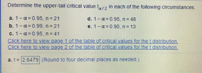 Solved Determine the upper-tail critical value in each of | Chegg.com
