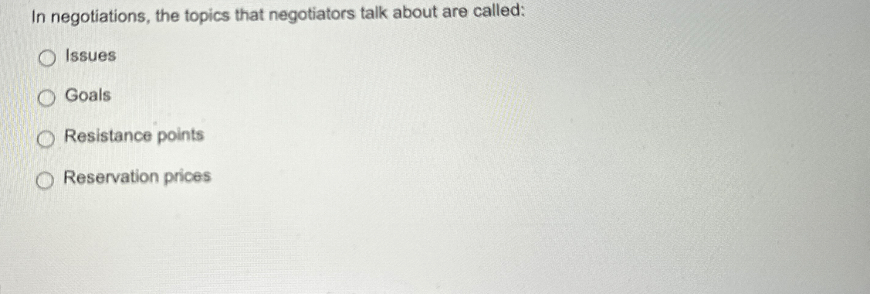 Solved In negotiations, the topics that negotiators talk | Chegg.com