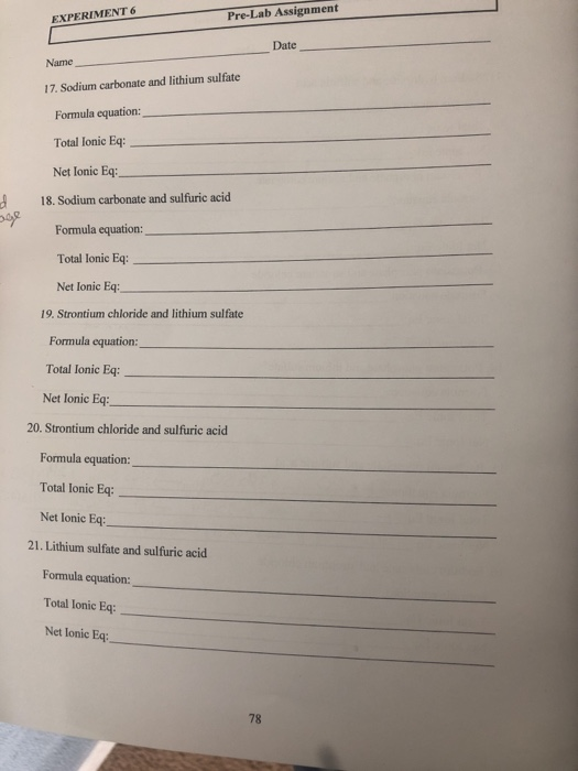 Solved EXPERIMENT 6 Pre-Lab Assignment Name Date Mg(som | Chegg.com