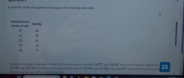 Solved A scientific study on graphite density gives the | Chegg.com