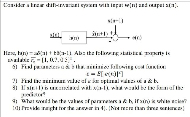 Solved Consider a linear shift-invariant system with input | Chegg.com