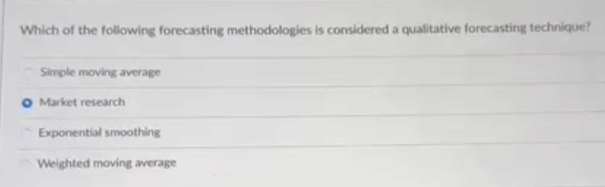 Solved Which Of The Following Forecasting Methodologies Is