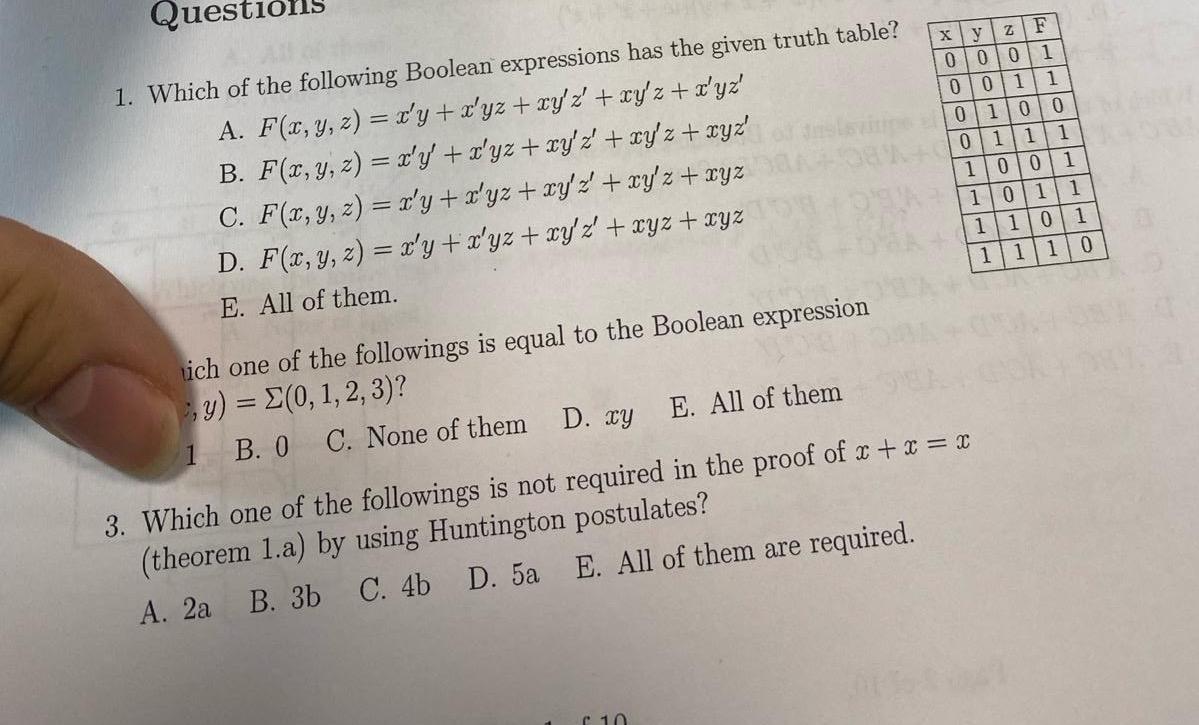 Solved Which of the following Boolean expressions has the | Chegg.com