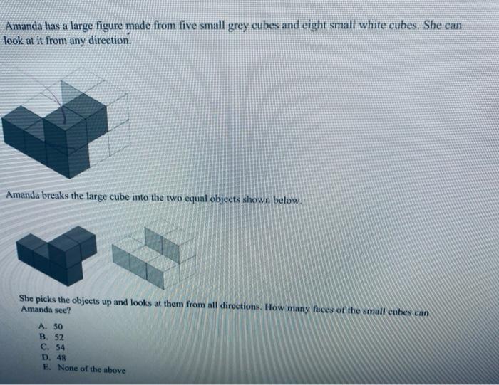 Solved 12. Amanda has a large figure made from 8 small | Chegg.com