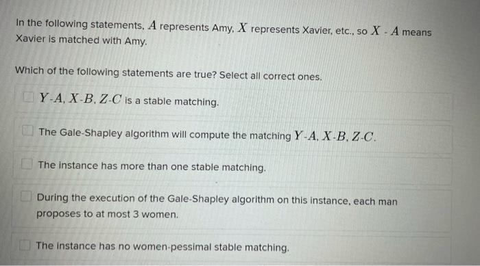 Solved Consider the instance of the Stable Matching Problem | Chegg.com