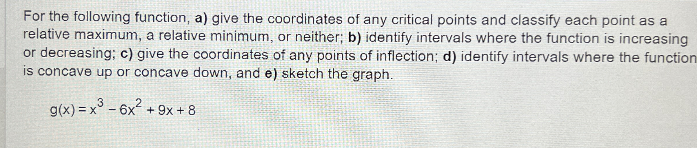 Solved For the following function, a) ﻿give the coordinates | Chegg.com