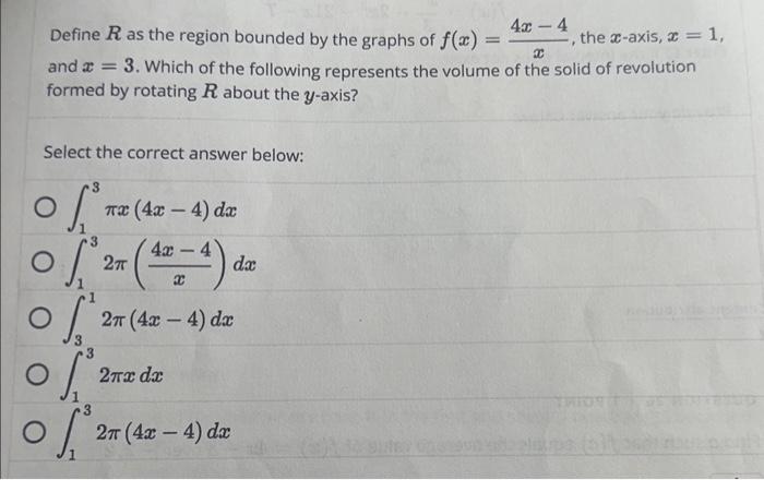 Solved Define R as the region bounded by the graphs of | Chegg.com